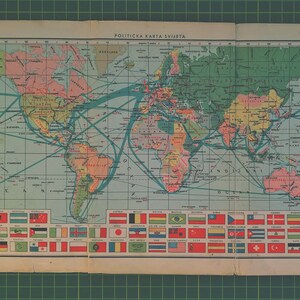 1959 Vintage World Map - Etsy