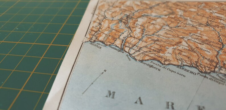 1928 Vintage West Italian Riviera Map | Etsy