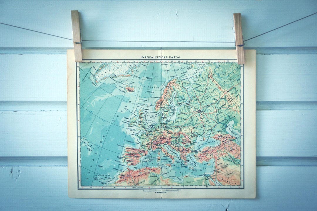 1959 Vintage Map of Europe - Etsy
