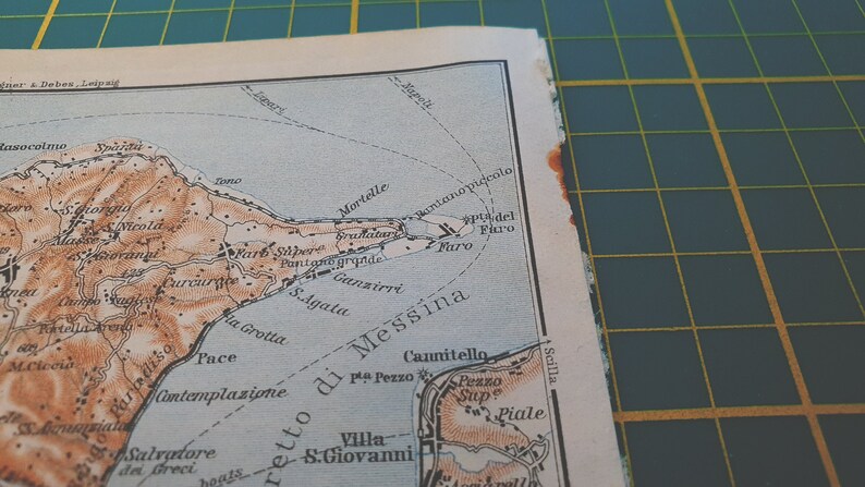 1911 Vintage Strait of Messina Map | Etsy