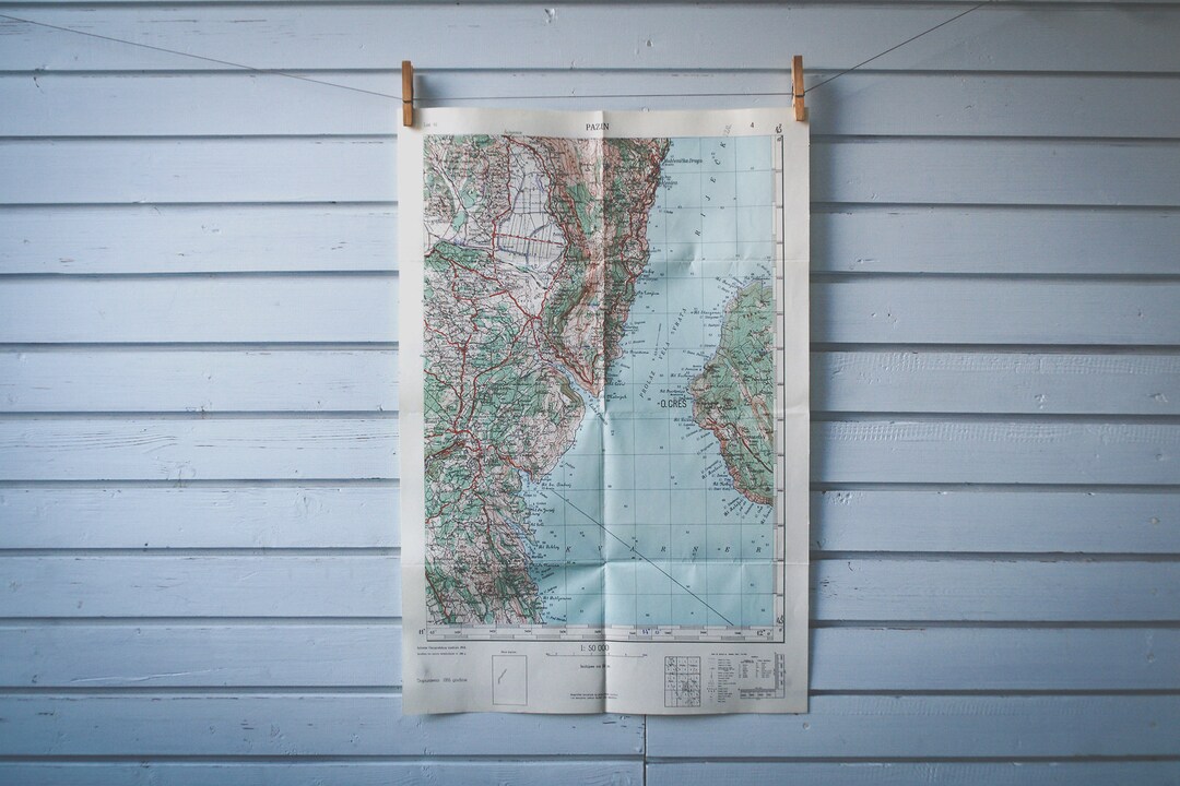 1955 Vintage East Istria & West Cres Map - Etsy