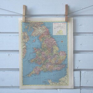 1955 Vintage England & Wales Map - Etsy