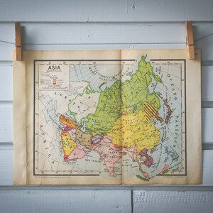 1950 Vintage Map of Asia - Etsy
