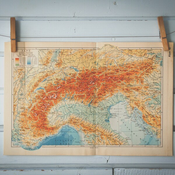 Alps Mountains Map - Etsy