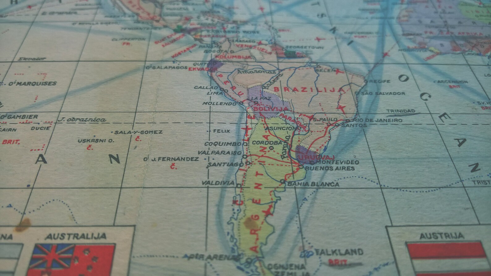 1951 Vintage World Map | Etsy