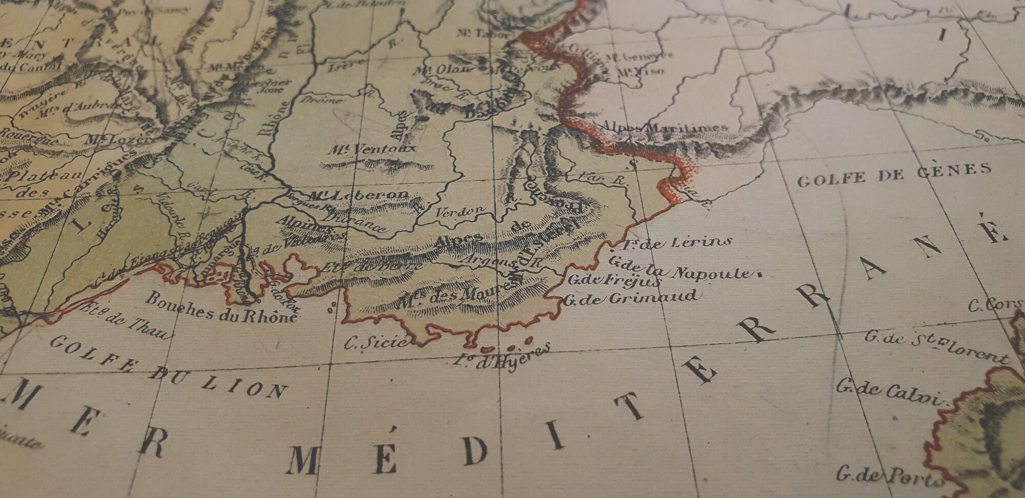 1870 Vintage Map of France