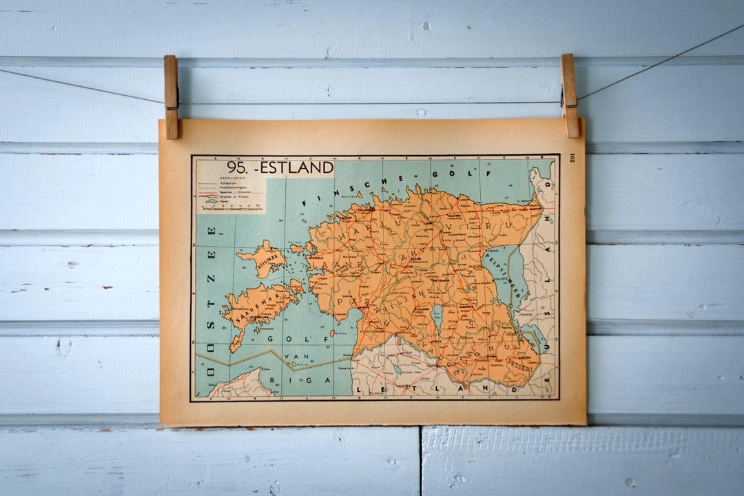 1941 Vintage Estonia Map - Etsy