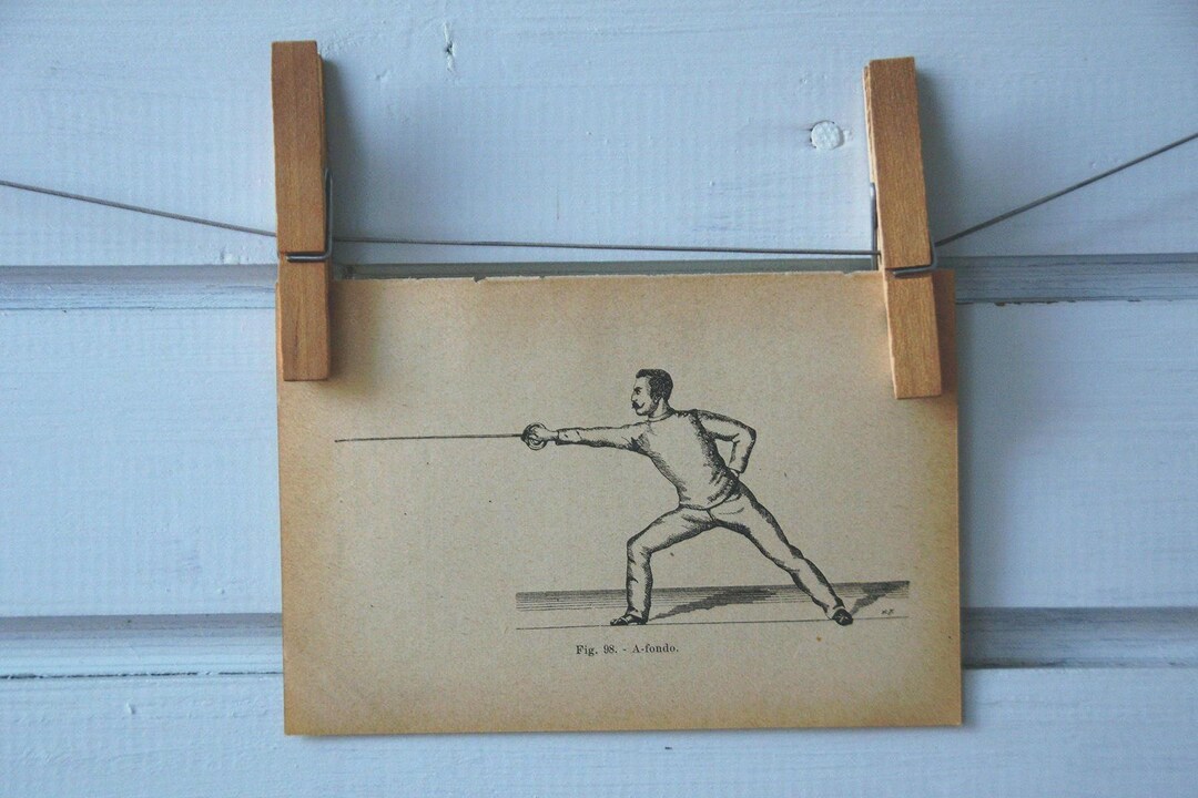 1917 Vintage Fencing Lithograph Illustration - Etsy