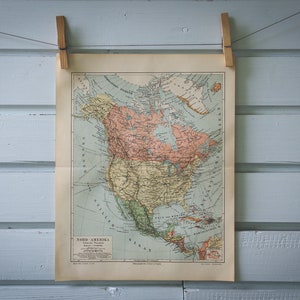 1907 Vintage North America Map - Etsy