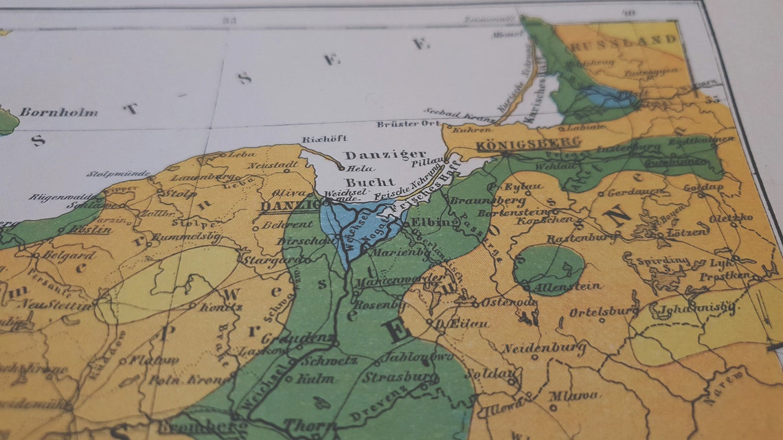 1887 Vintage Germany Population Density Map | Etsy