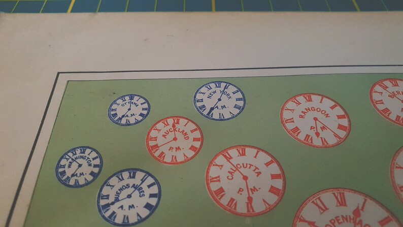 1901 Vintage World Time Zones Map - Etsy
