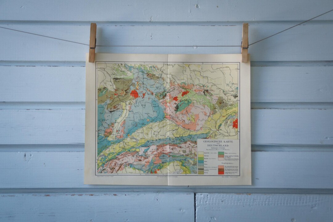 1907 Vintage Geology Map of Germany - Etsy