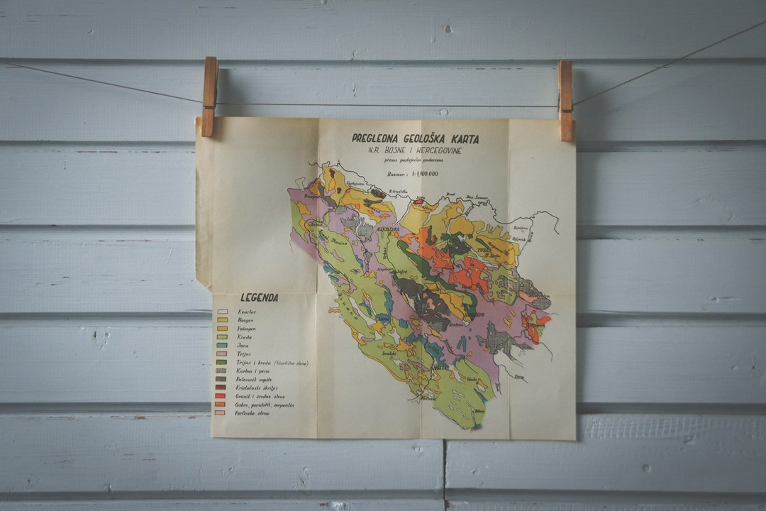 1954 Vintage Bosnia Geology Map - Etsy