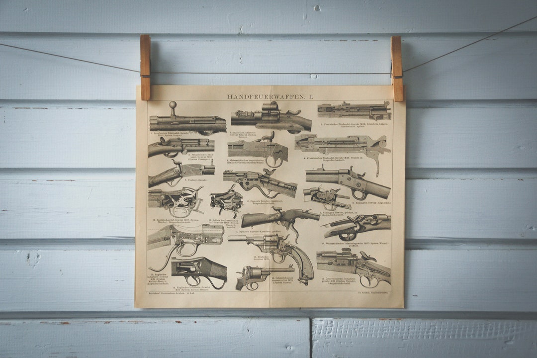 1887 Vintage Firearm Lithograph Illustration - Etsy
