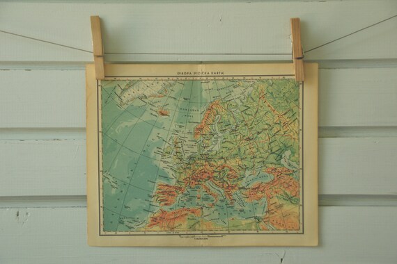 1959 Vintage Map of Europe Globes & Maps Home & Living etna.com.pe