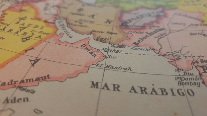 1950 Vintage Map of Asia - Etsy