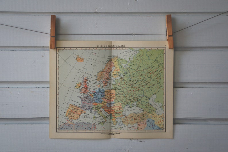 1956 Vintage Map of Europe | Etsy