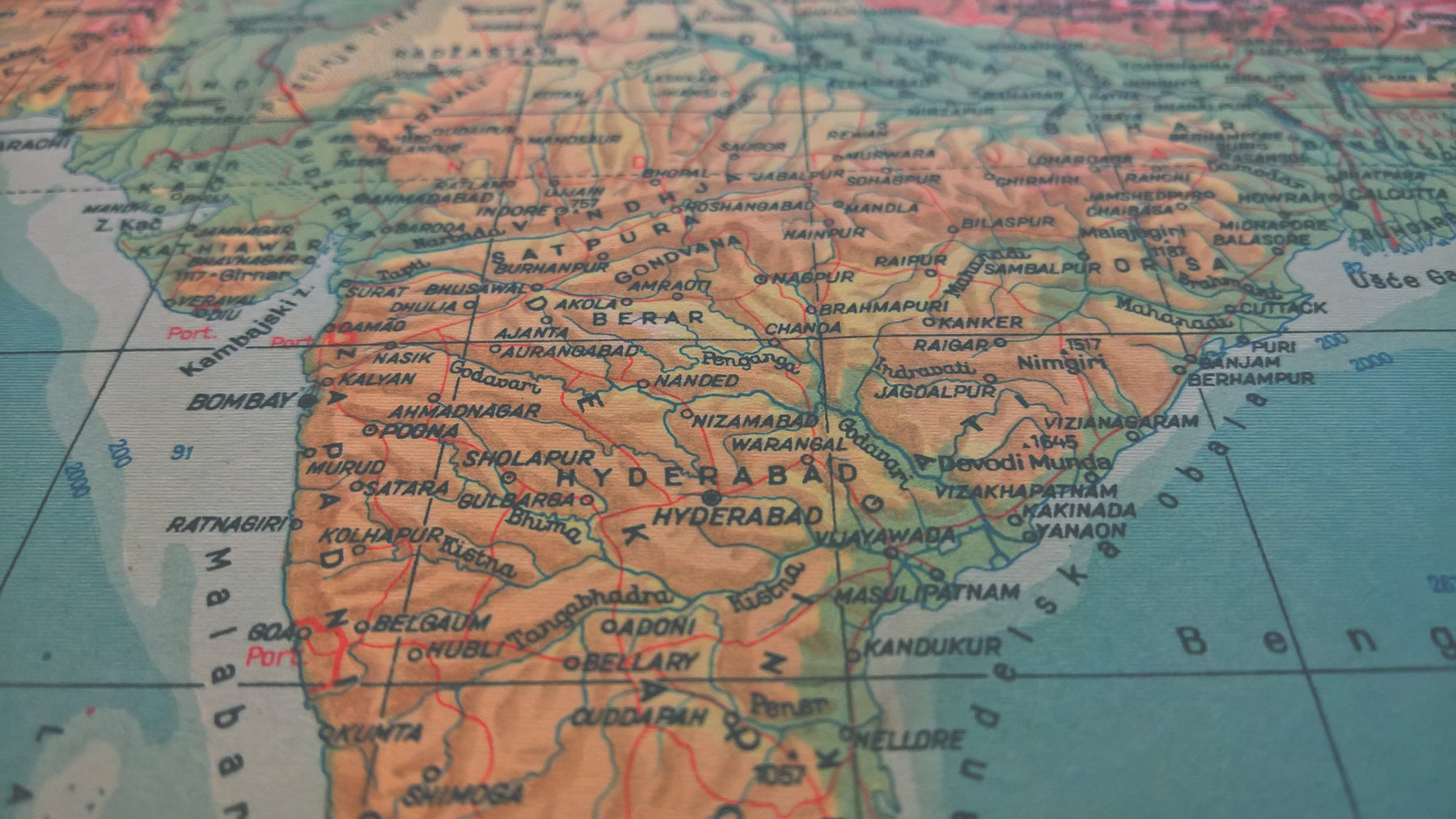 1956 Vintage Map of India