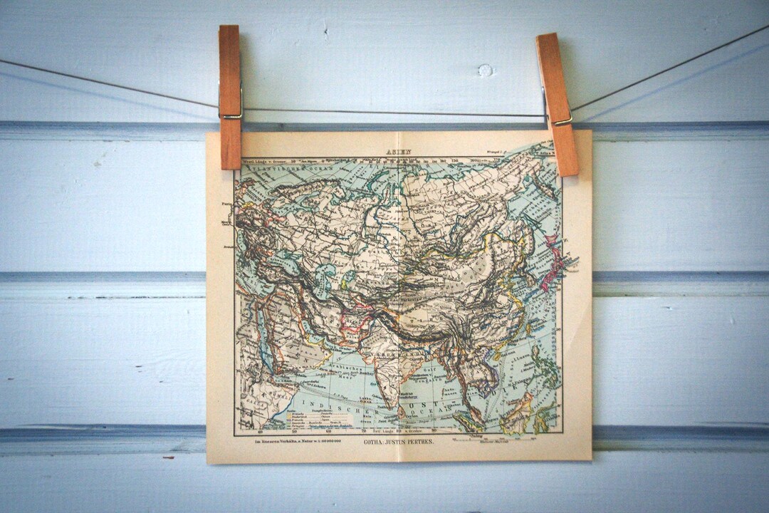 1893 Vintage Map of Asia - Etsy