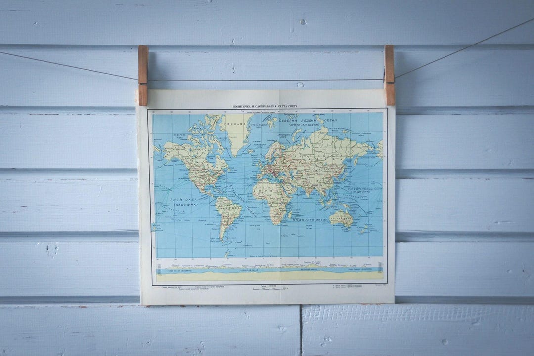 1969 Vintage World Map - Etsy