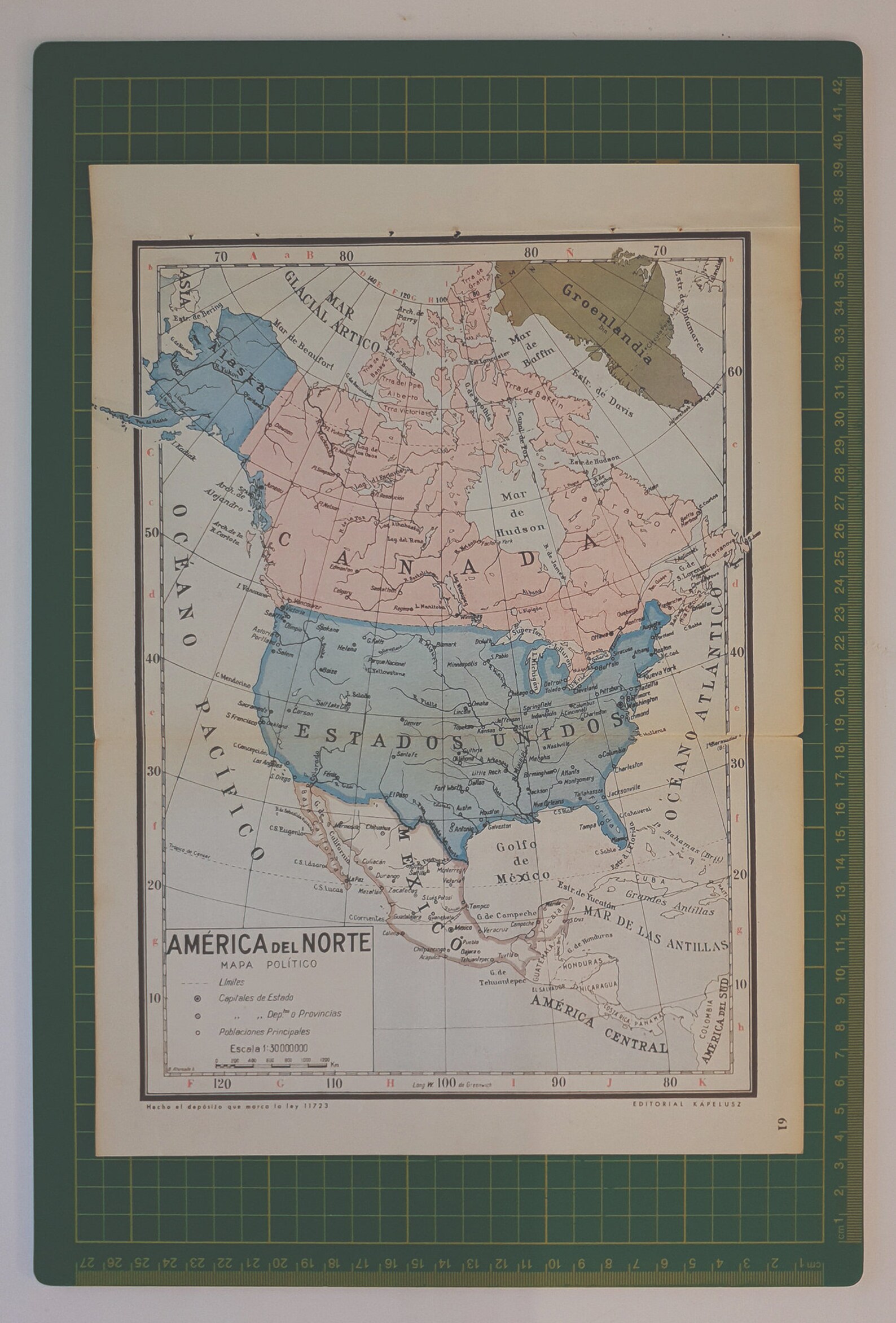 1950 Vintage North America Map - Etsy