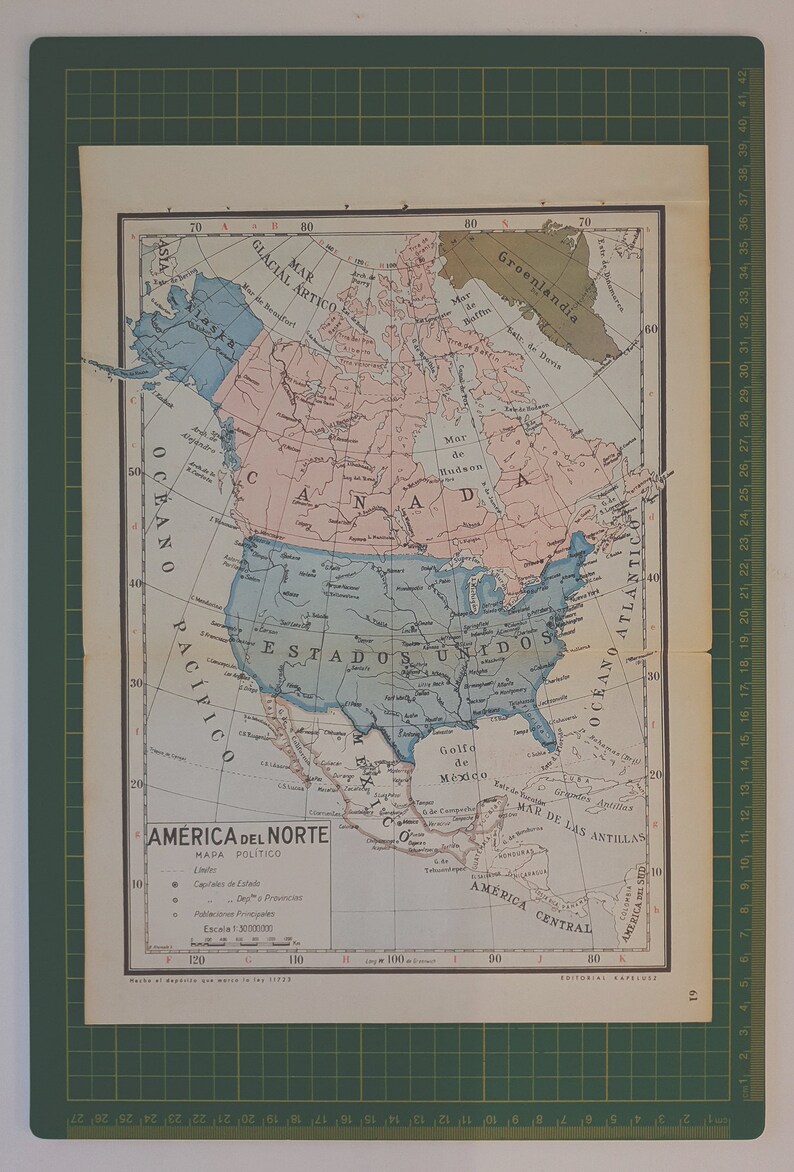 1950 Vintage North America Map - Etsy