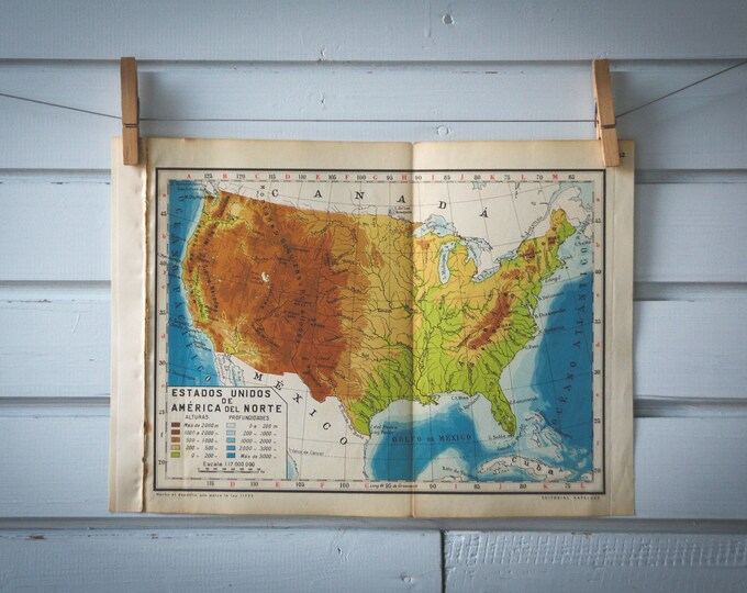 1950 Vintage USA Map - Etsy