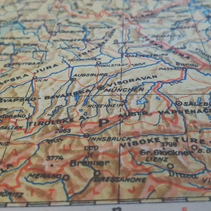 1965 Vintage Central Europe Map - Etsy