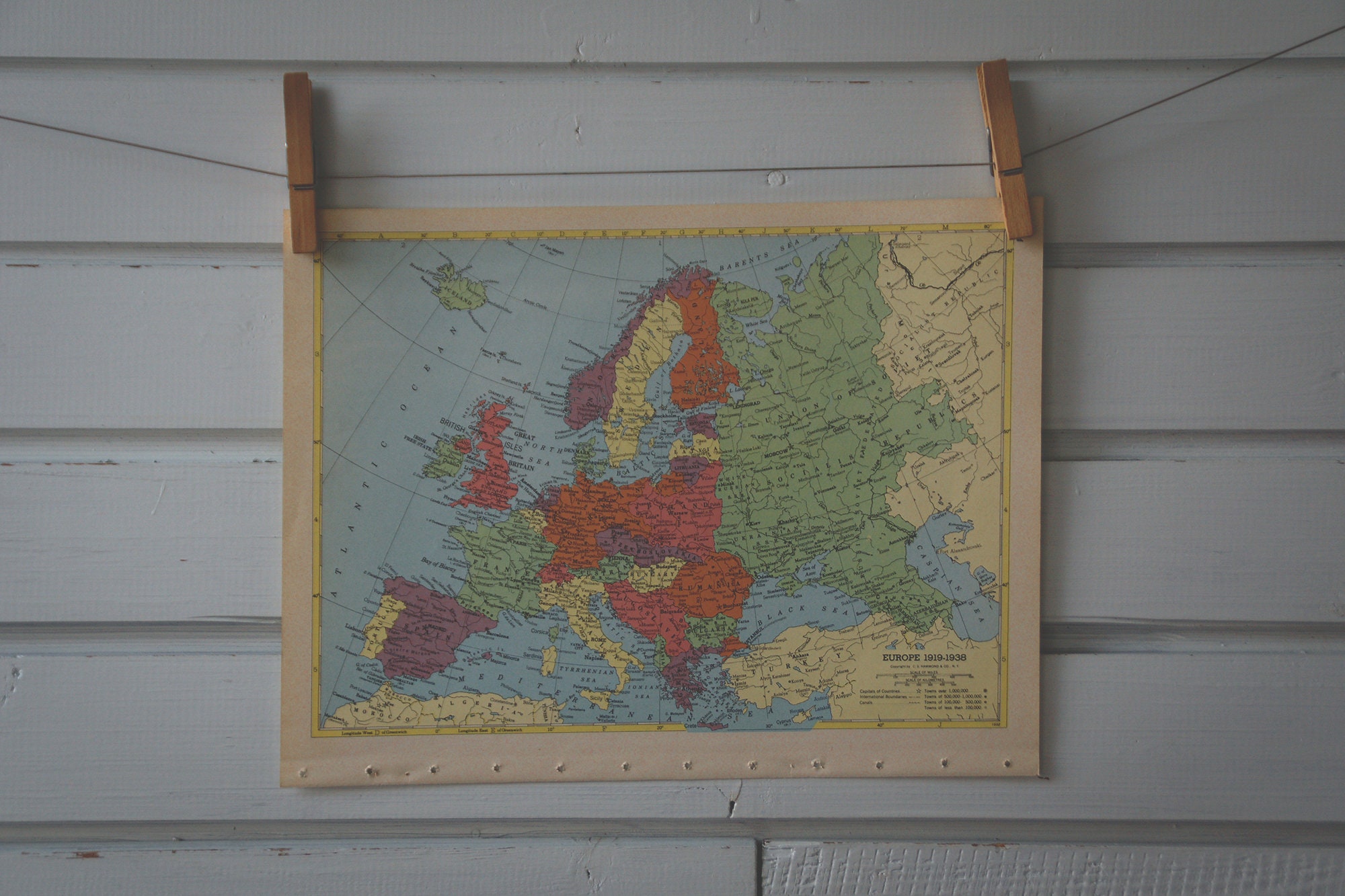 1954 Vintage Interwar Period Map of Europe