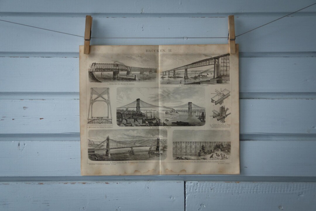 1887 Vintage Bridges Lithograph Illustration - Etsy
