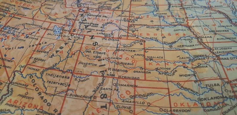 1956 Vintage USA Map - Etsy