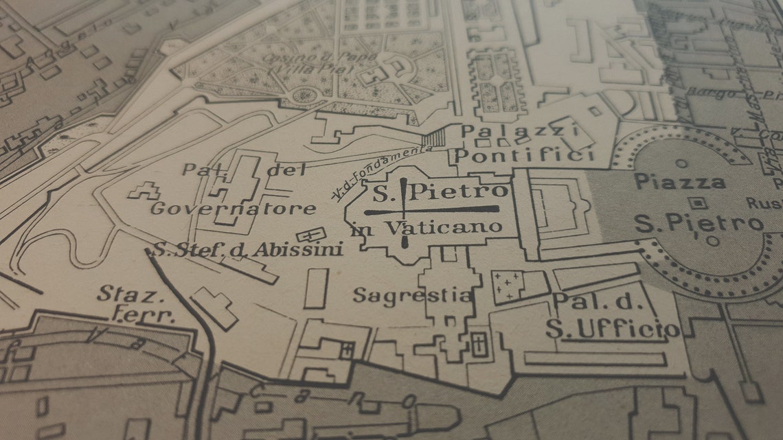 1935 Vintage Map of the Vatican City - Etsy