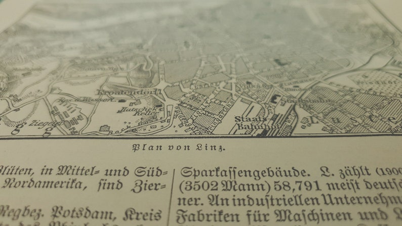 1907 Vintage Map of Linz - Etsy