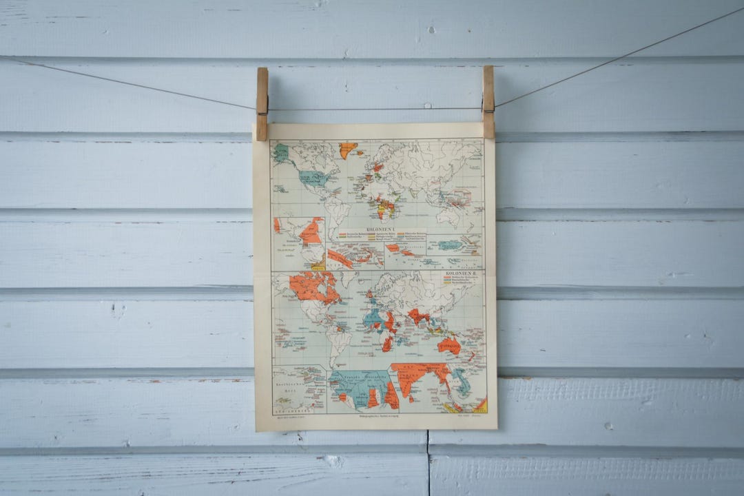 1907 Vintage World Colonialism Map - Etsy