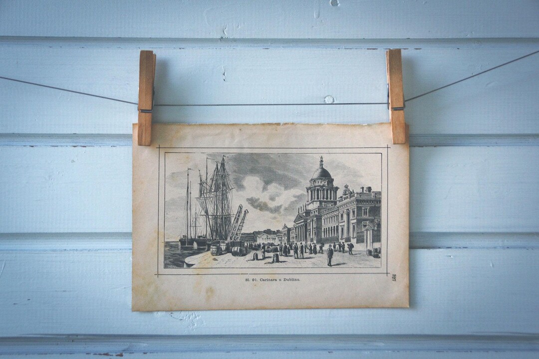 1890 Vintage Dublin Custom House Lithograph Illustration - Etsy