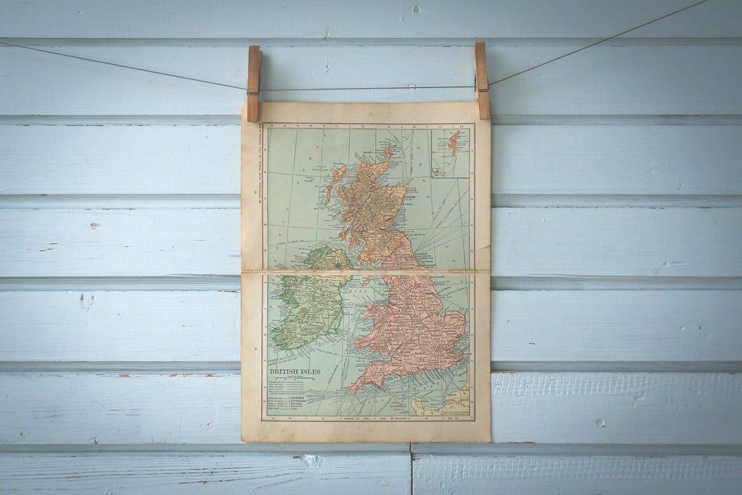 1923 Vintage United Kingdom & Ireland Map - Etsy