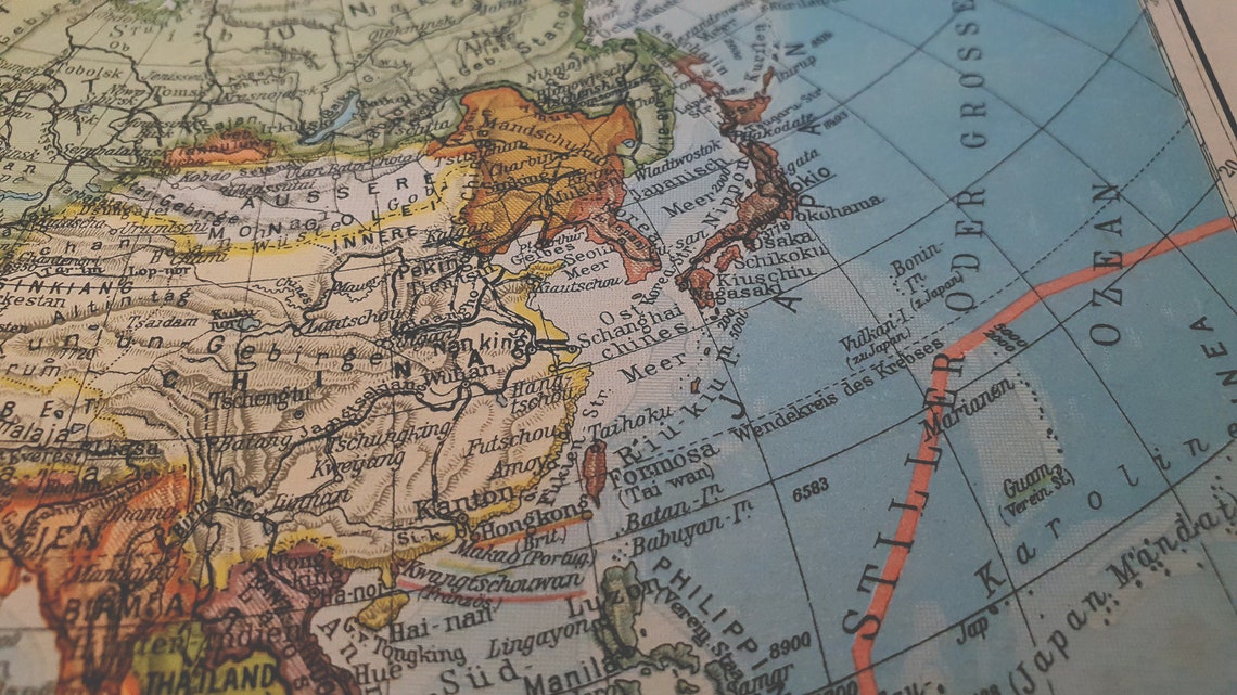 1936 Vintage Map of Asia - Etsy