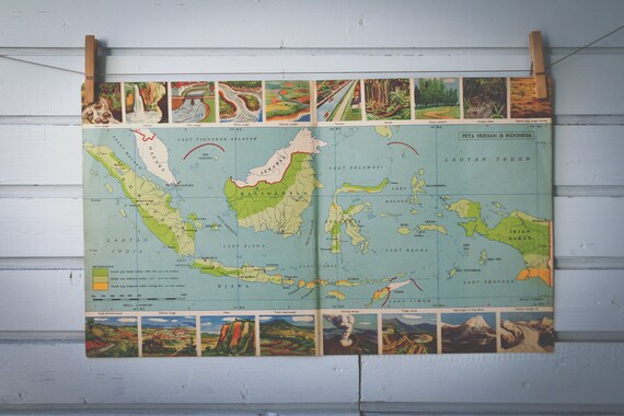 1954 Vintage Indonesia Map - Etsy