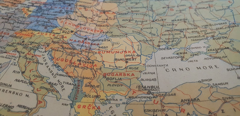 1956 Vintage Map of Europe | Etsy