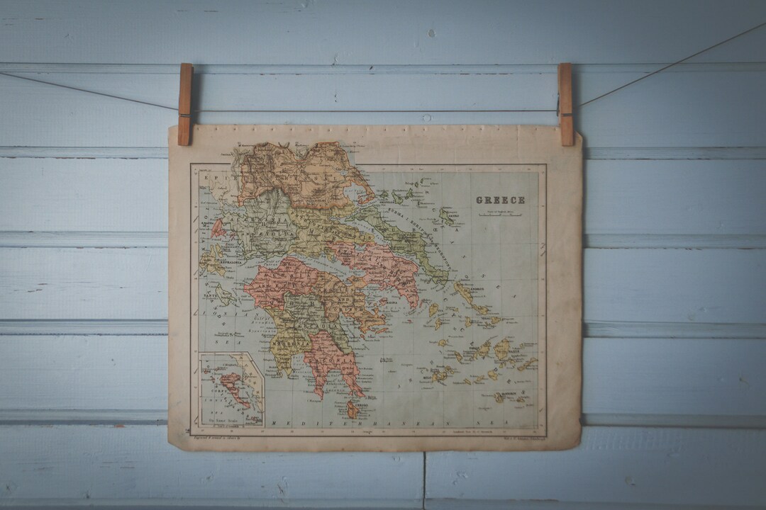 1883 Vintage Map of Greece - Etsy