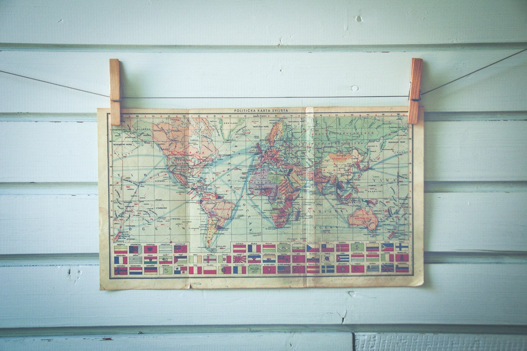1951 Vintage World Map - Etsy