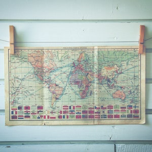 1951 Vintage World Map - Etsy