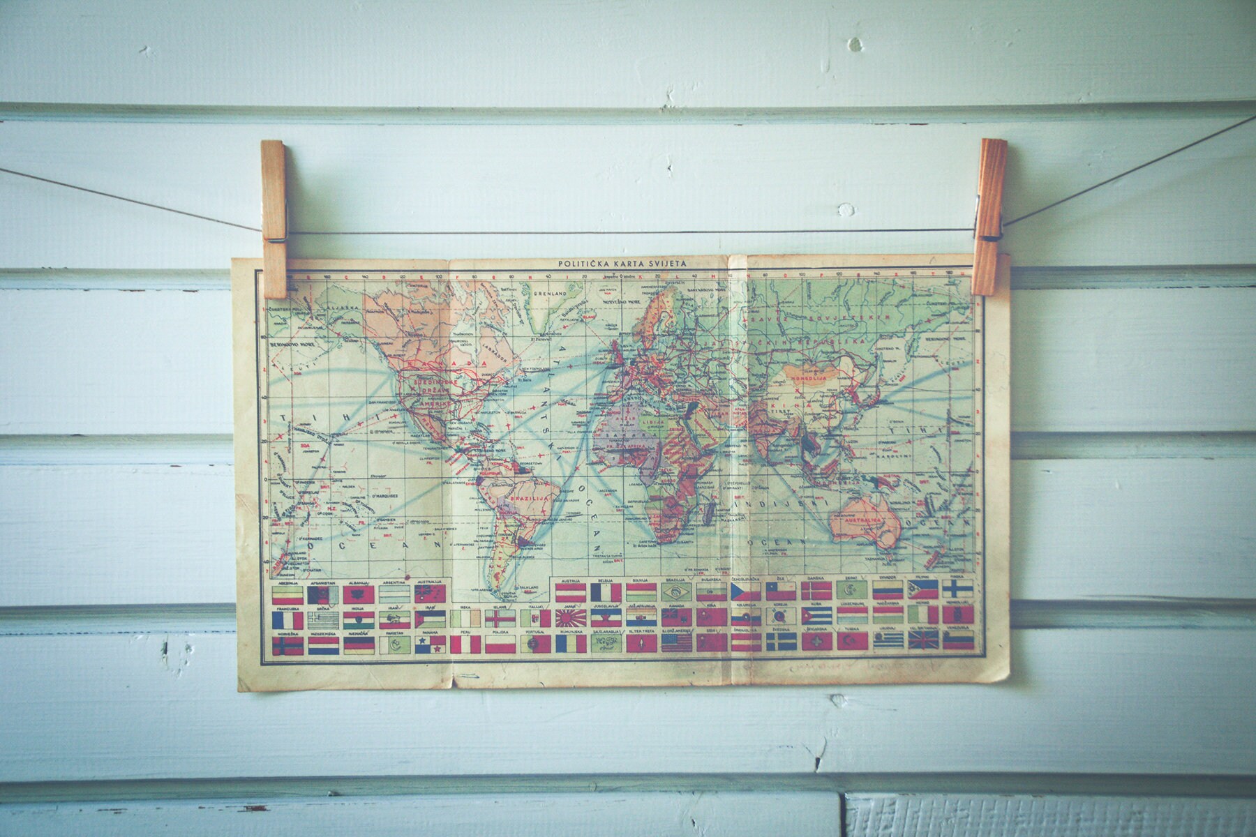 1951 Vintage World Map - Etsy