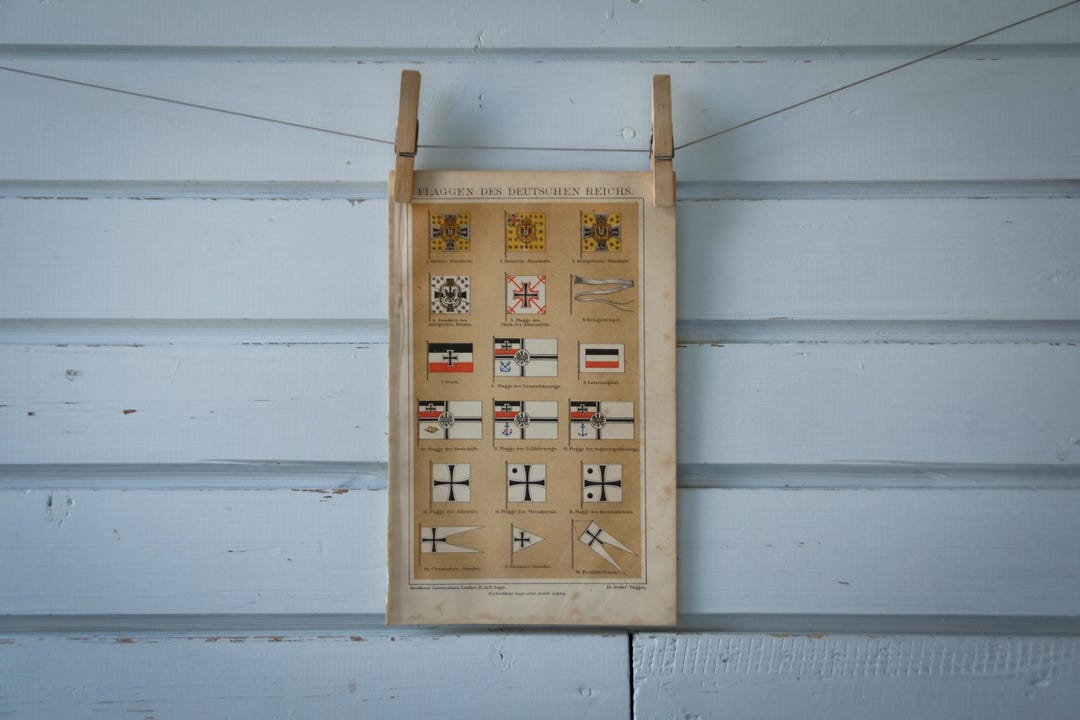 1887 Vintage Flags of the German Empire Chromolithograph Illustration ...