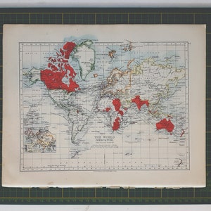 1907 Vintage World Map - Etsy