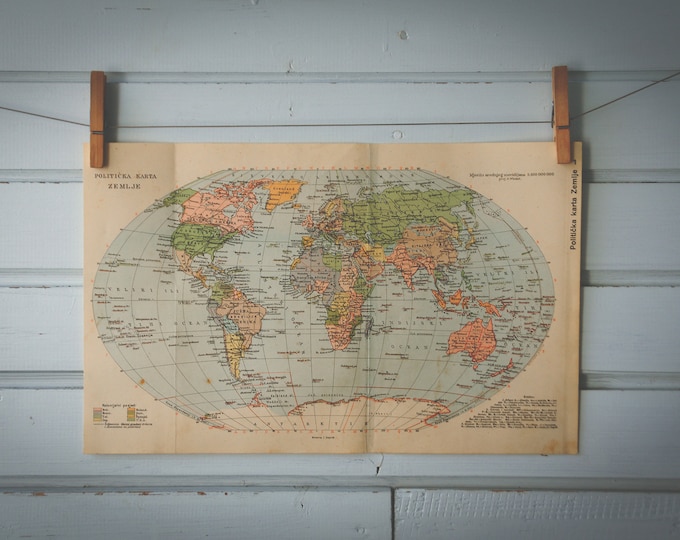 1938 Vintage World Map - Etsy