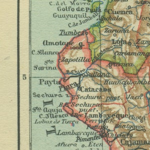 1938 Vintage Map of Colombia, Venezuela, Ecuador & Peru - Etsy