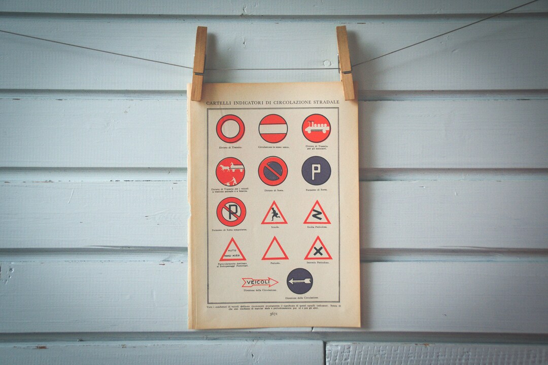 1935 Vintage Traffic Signs Illustration - Etsy