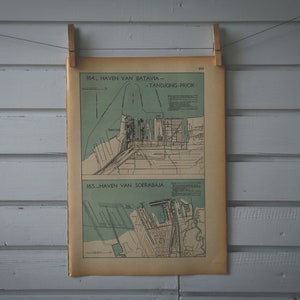 1941 Vintage Jakarta & Surabaya Ports Map - Etsy