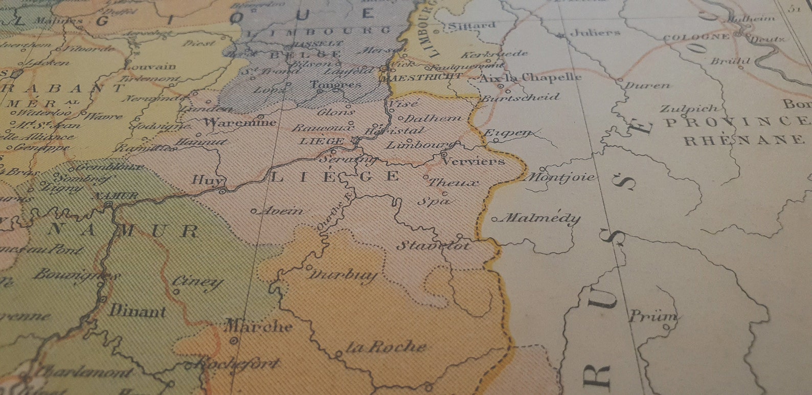 1880 Vintage Belgium & The Netherlands Map | Etsy